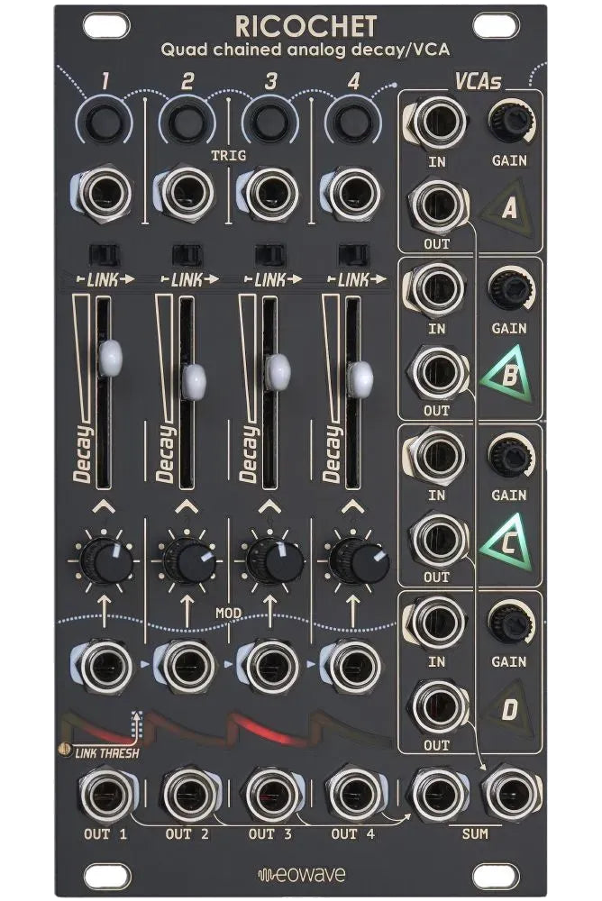 Eowave Ricochet – Quad Envelope & VCA Module | SchneidersKeller
